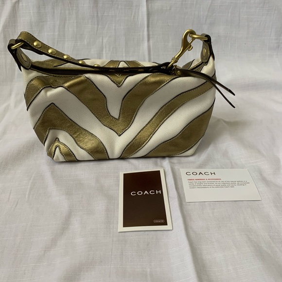 Coach | Bags | Coach Zebra Pattern Gold And White Mini | Poshmark